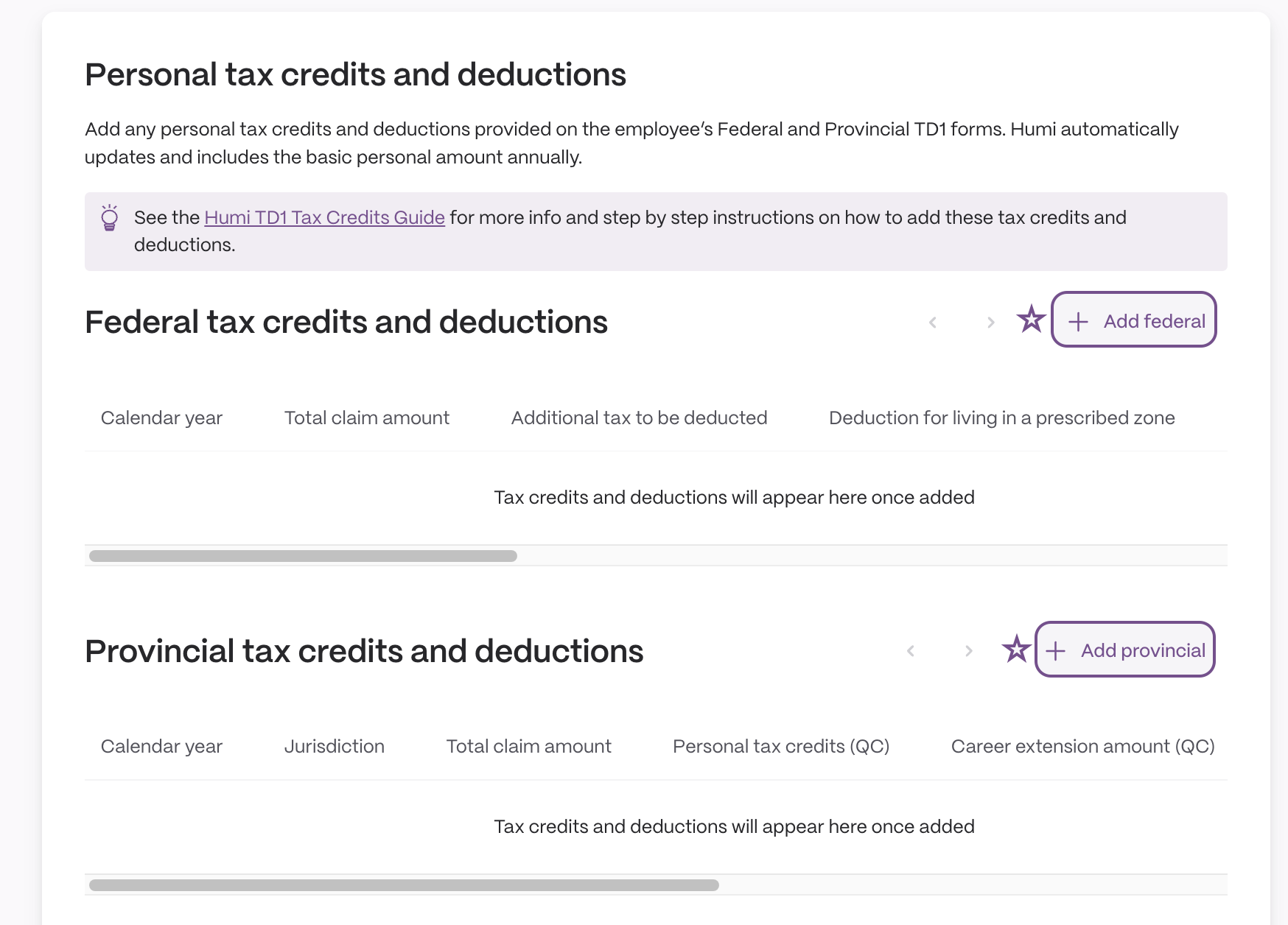 Entering Personal Tax Credits and Deductions – Humi Help Centre
