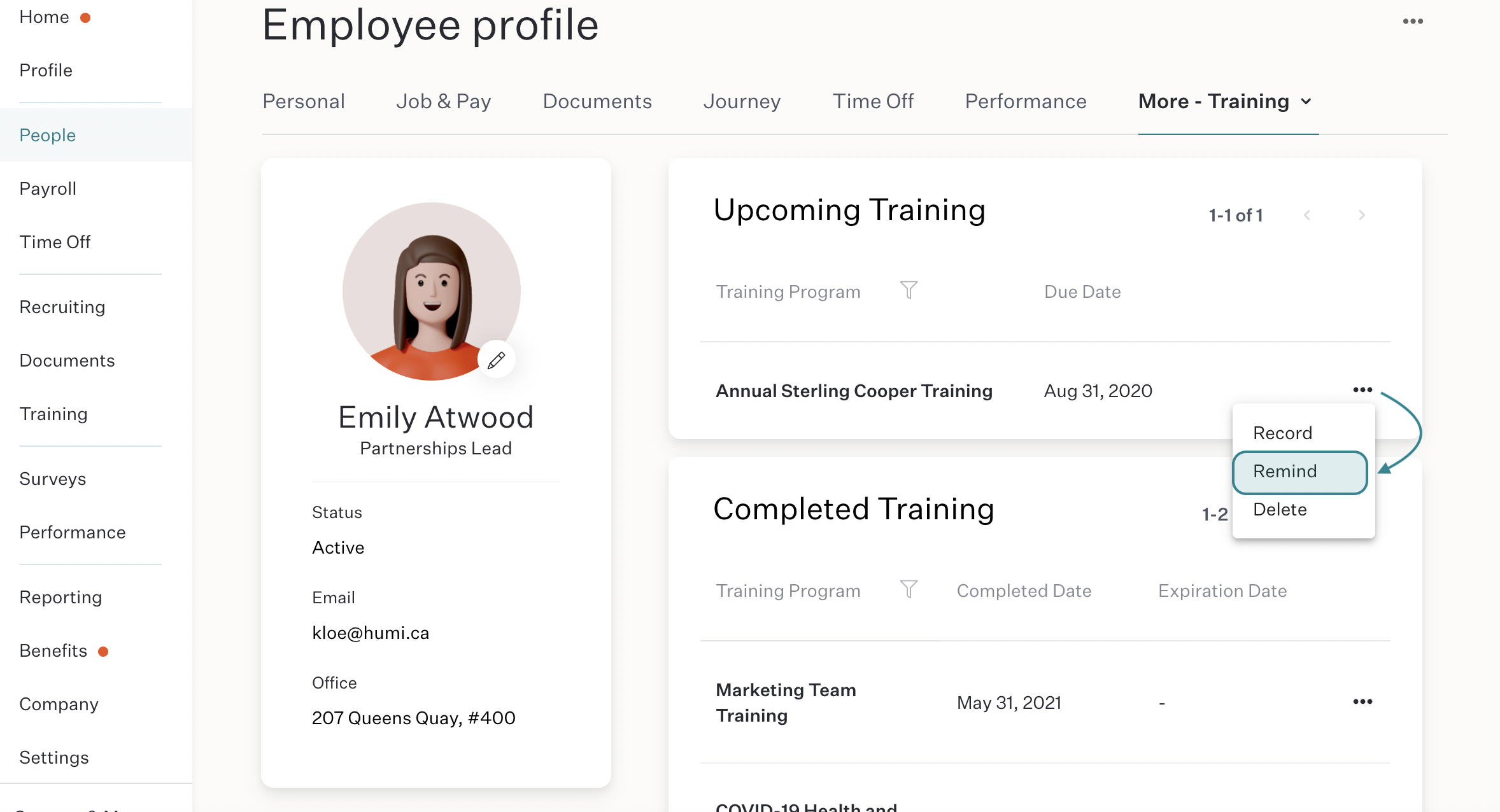 Send Reminders To Complete Training Humi Help Centre