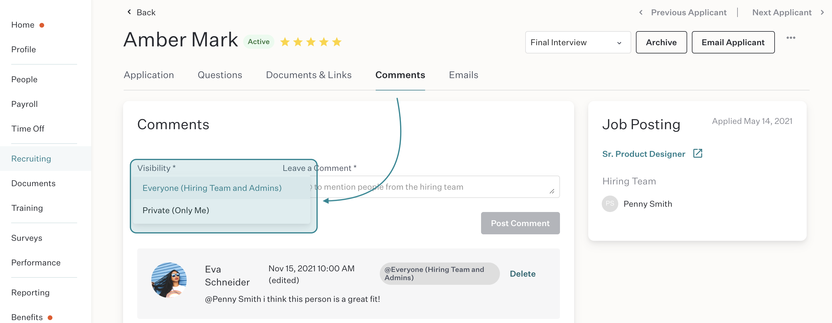 Comments on Applicant Profiles – Humi Help Centre